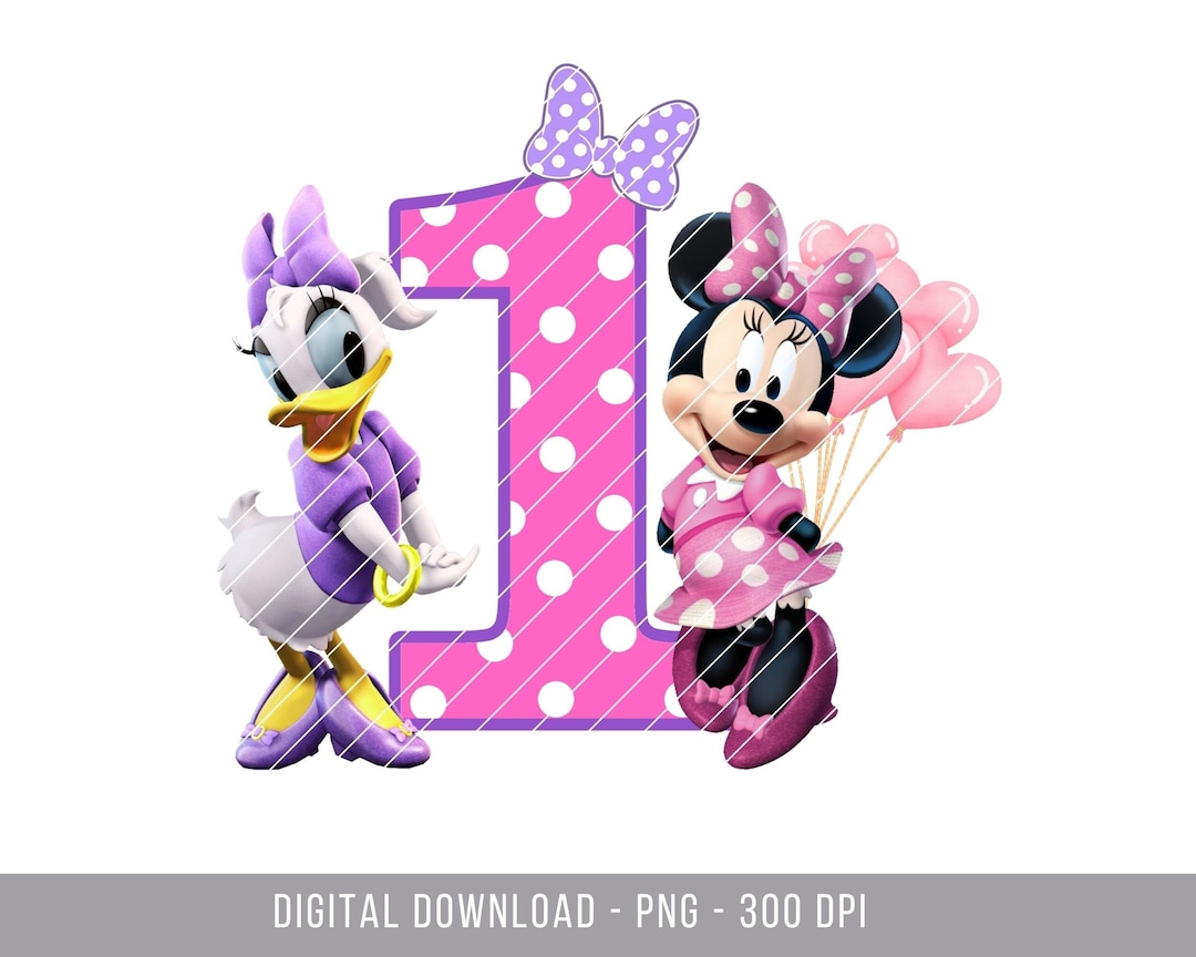 1st Minnie Mouse and Daisy Duck Birthday Png, Minnie and Daisy Iron On ...