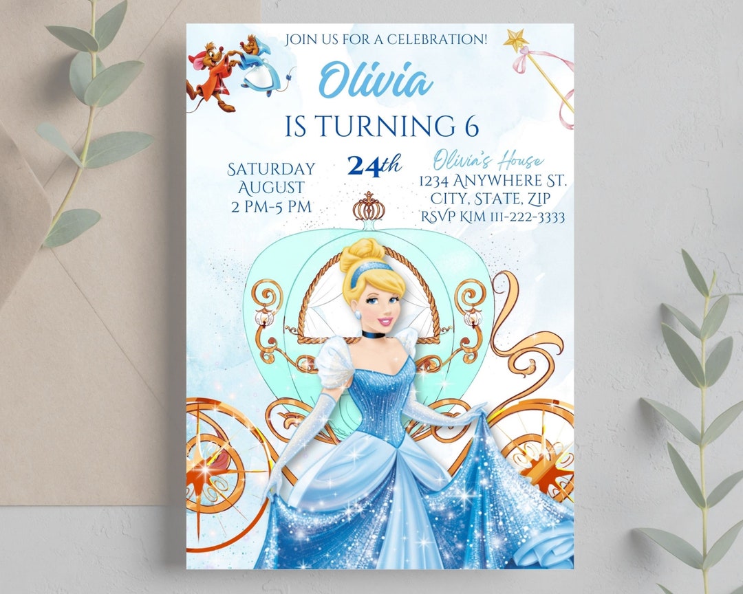 Editable Cinderella Birthday Invitation, Girls Birthday Invitation ...