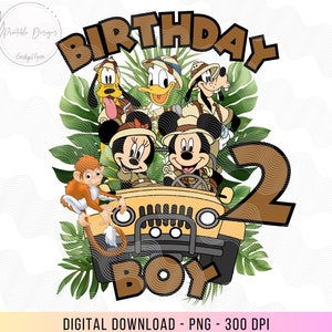Mickey and Donald 2nd Birthday Png, Birthday Boy Safari 2nd Birthday ...