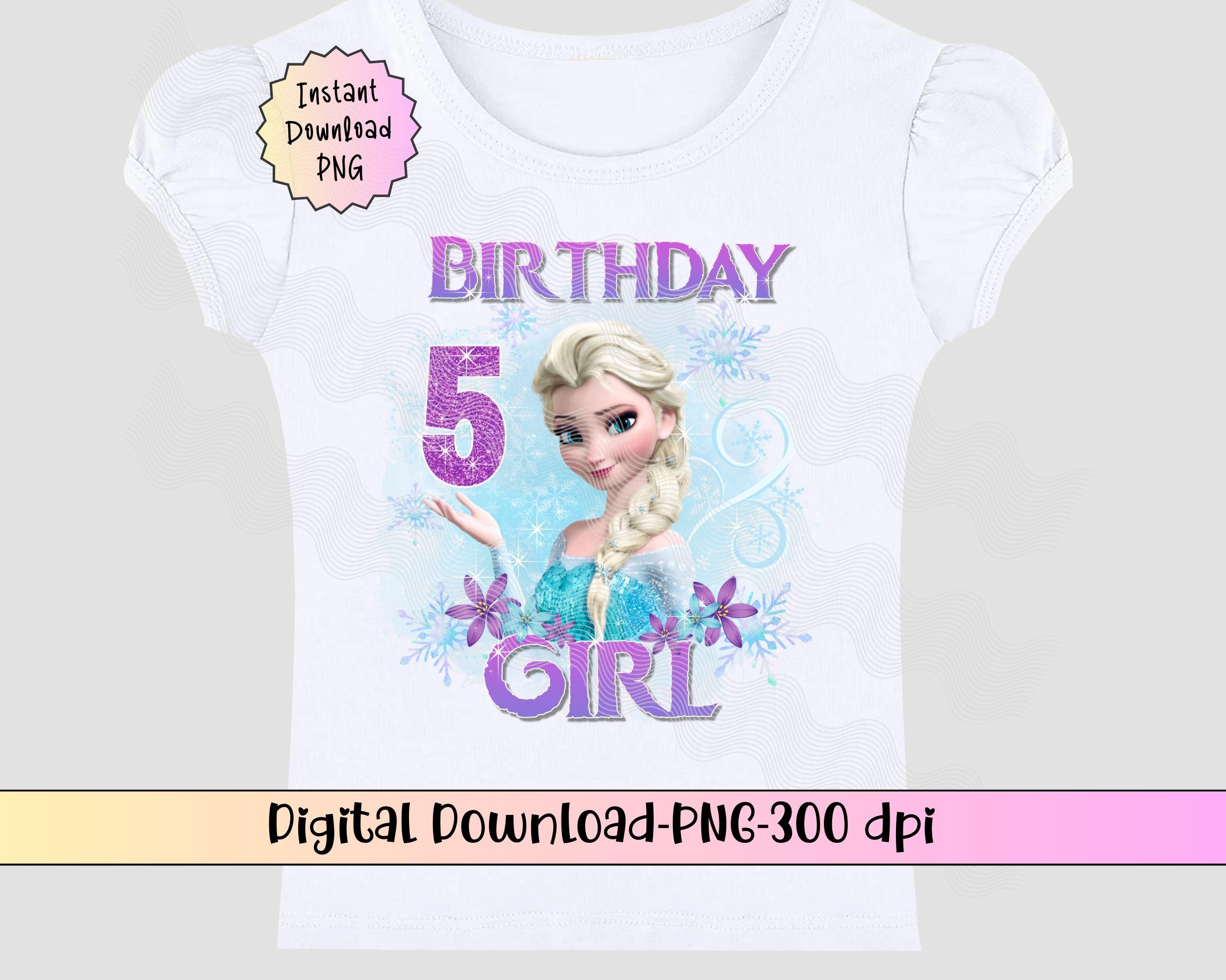 Frozen 5th Birthday PNG, Elsa Birthday Girl, Iron on Image for DTF ...