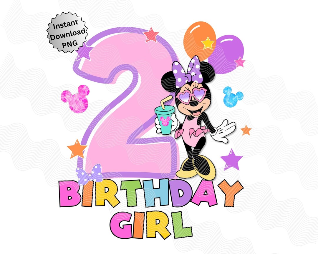 2nd Birthday Summer Minnie Birthday PNG, Pool Party Mouse, 2nd Birthday ...
