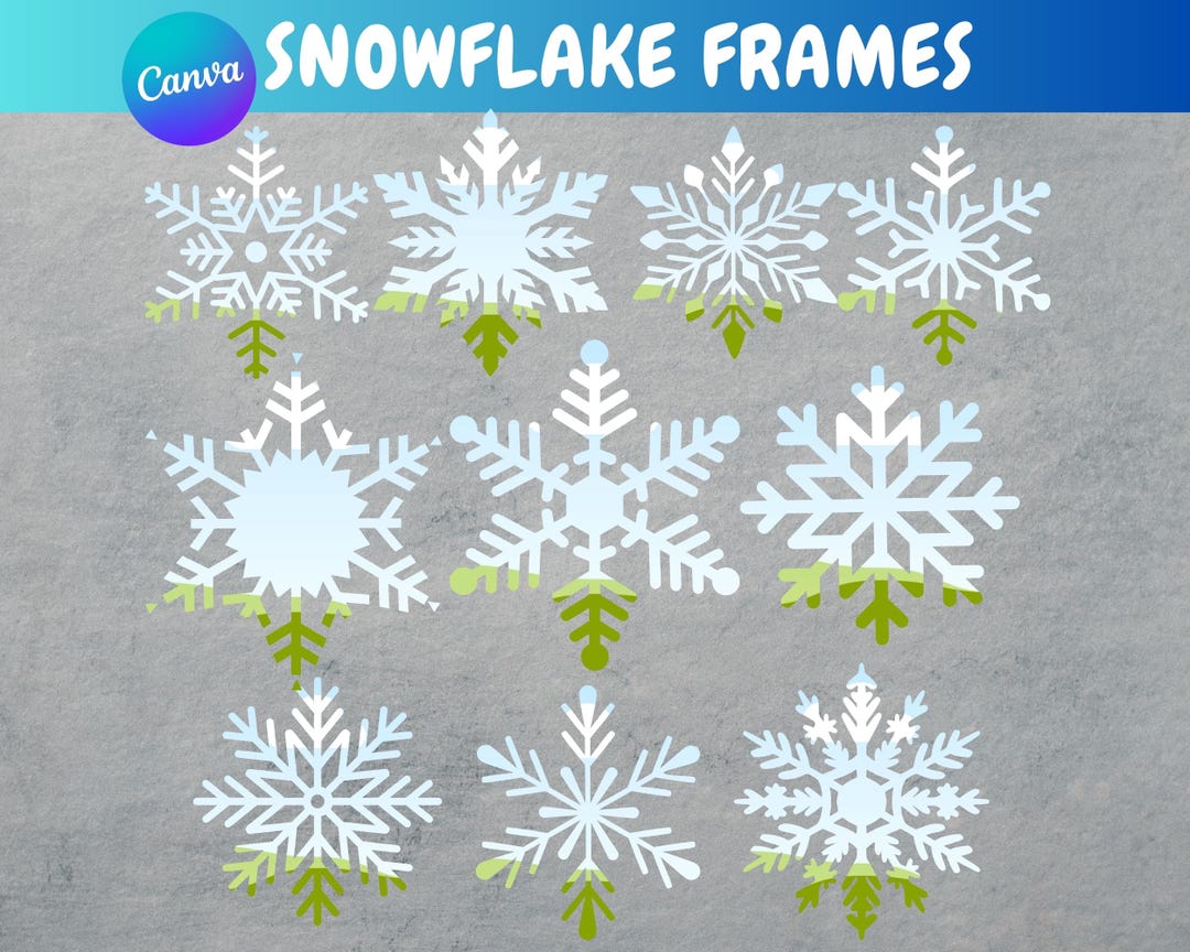 Snowflake Canva Frames Template Digital Photo Frames in Canva for ...