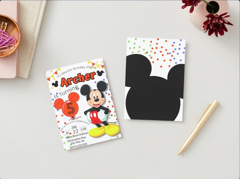 Any Age Editable Mickey Mouse Invitation Boys Editable - Etsy