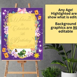 Tangled Birthday Welcome Sign Rapunzel Editable Event Sign DIY Birthday ...