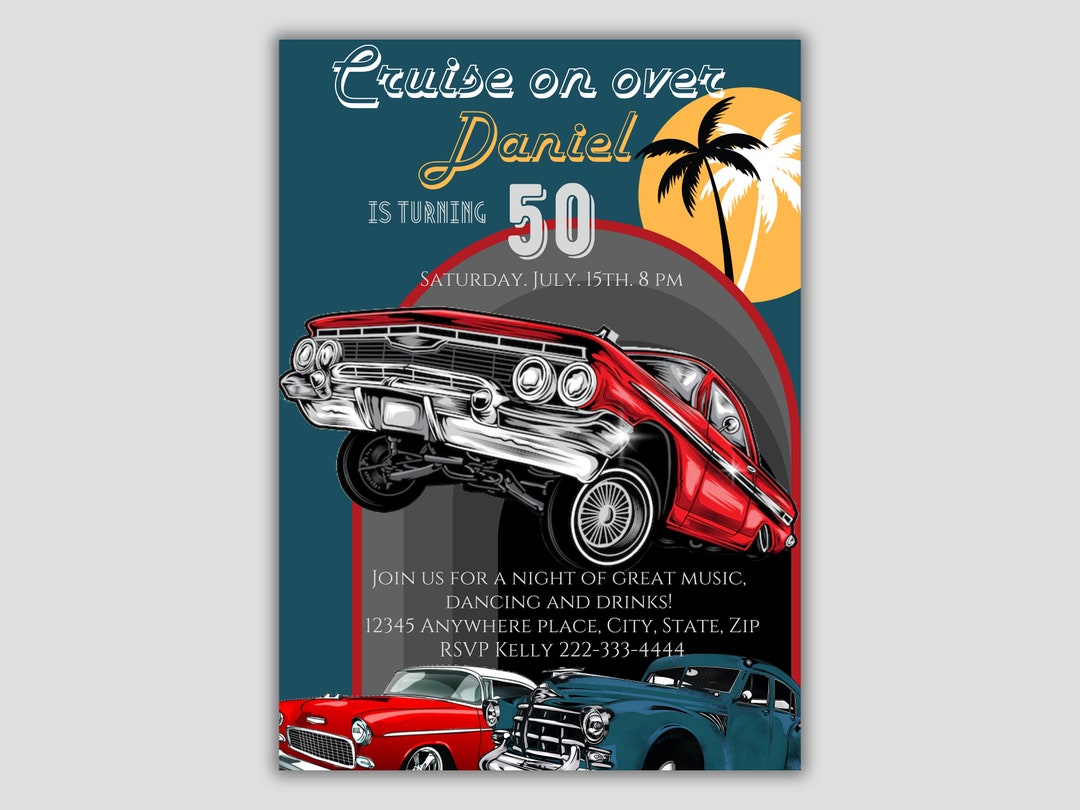 Classic Car Birthday Party Invitation, Adult Party Invitation, Editable ...