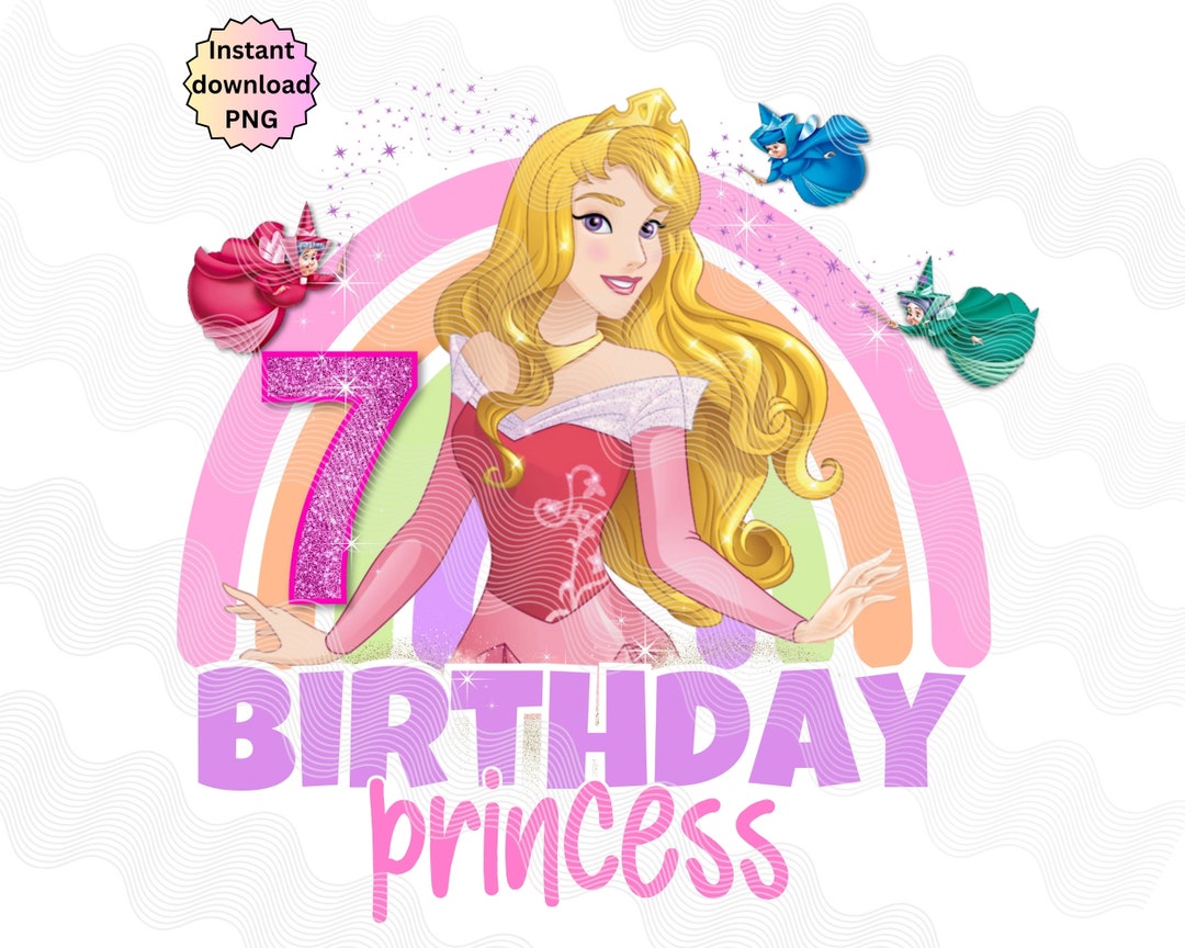 7th Birthday Girl Princess, 7th Birthday Girl Shirt, Princess 7th, PNG ...