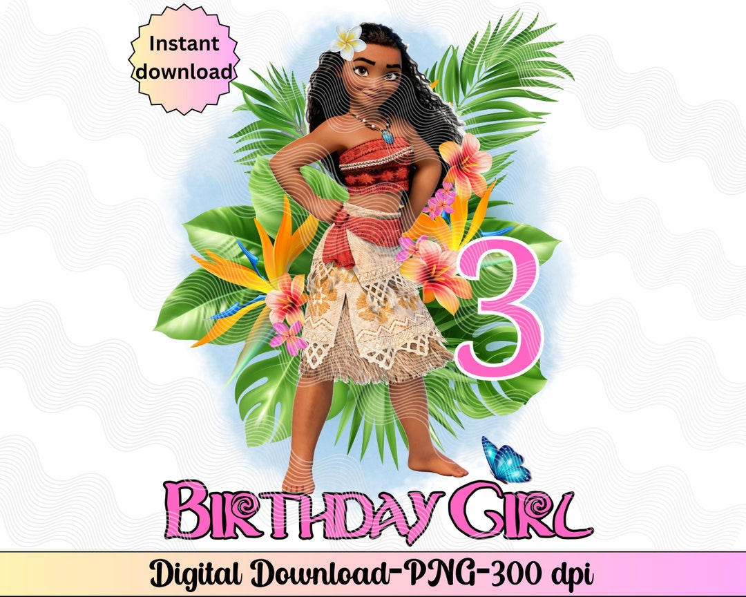 3rd Birthday Moana PNG, Birthday Girl 3, Birthday Girl Shirt Iron On ...