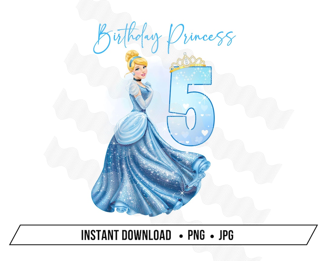 Cinderella 5th Birthday PNG, Cinderella Birthday Girl Shirt Image for ...
