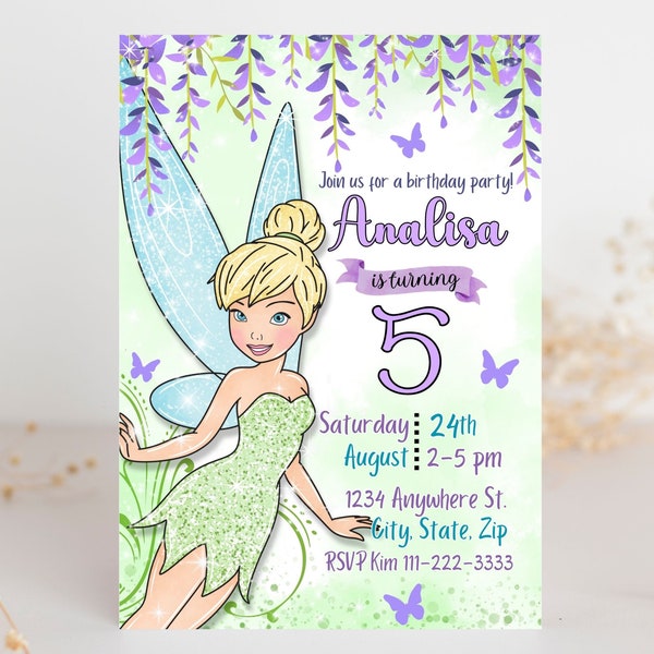 Tinkerbell Invitation - Etsy