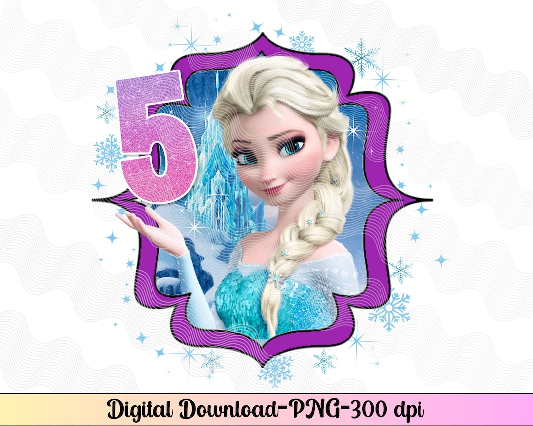 Elsa 5th Birthday PNG, Princess Birthday 5, Birthday Girl Shirt Iron On ...