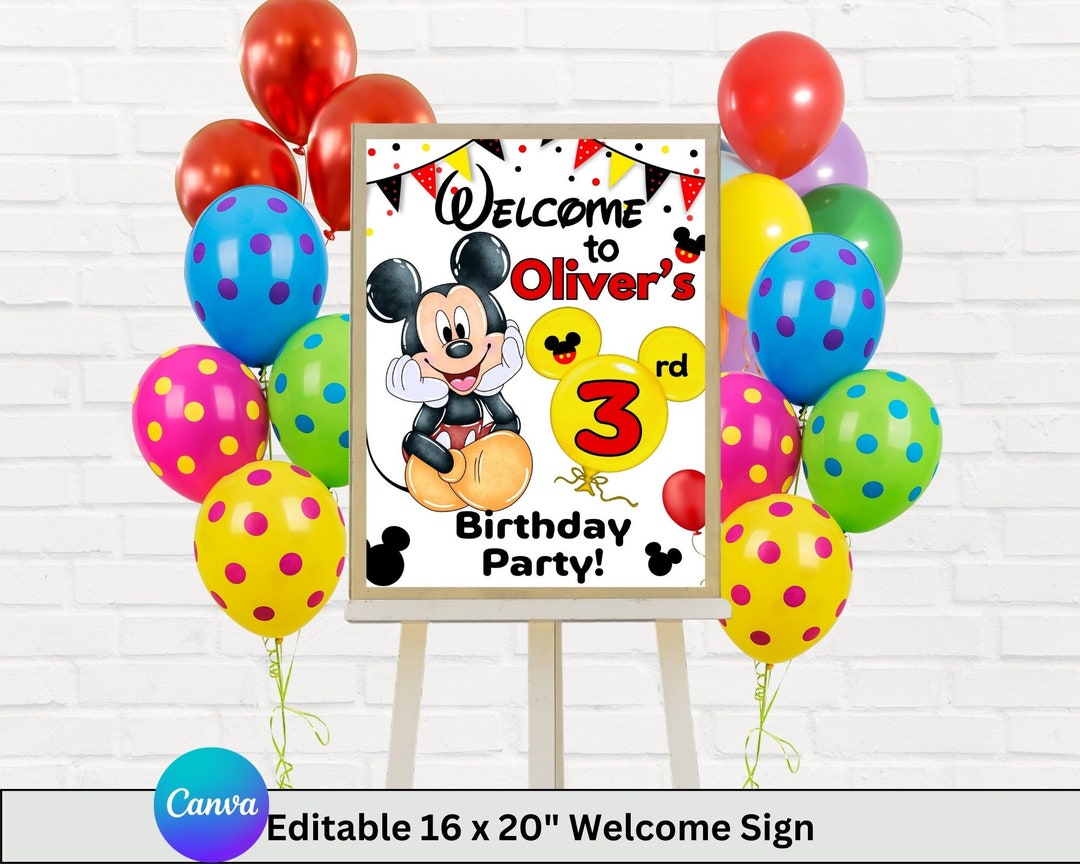 Editable Mickey Mouse Welcome Sign, Printable Welcome Banner Mickey ...