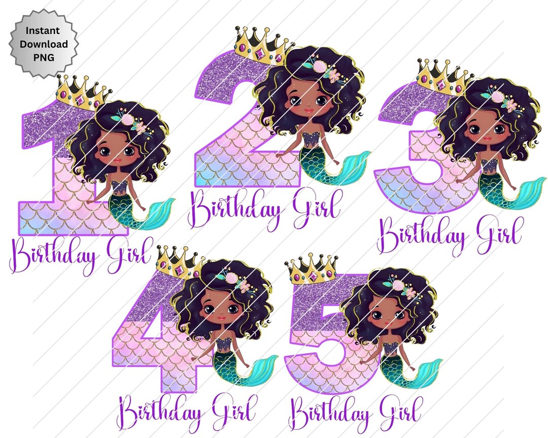 Birthday Numbers Mermaid PNG Iron On, Mermaid Numbers Png, Mermaid PNG ...