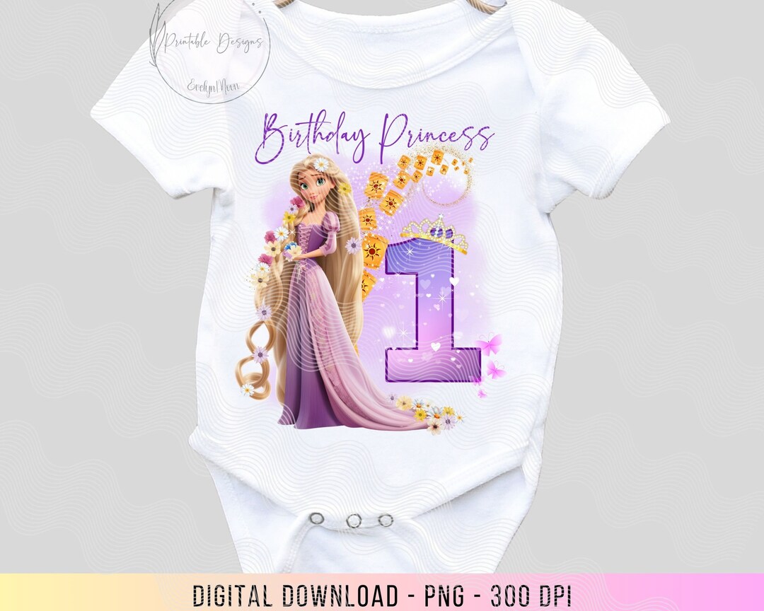 1st Birthday Rapunzel PNG, 1st Birthday Princess Iron On, Happy ...