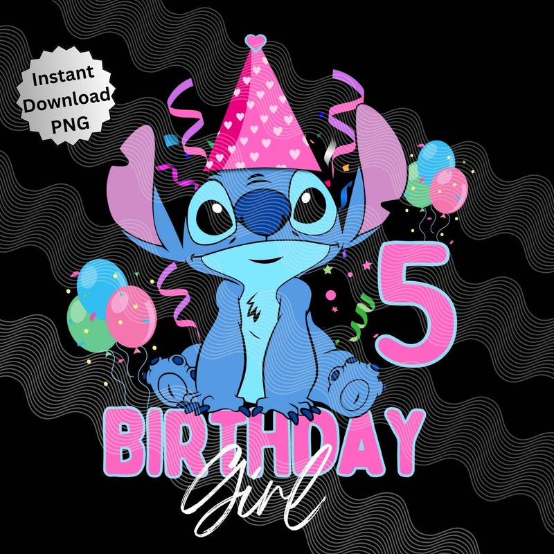 Stitch 5th birthday card - Etsy.de