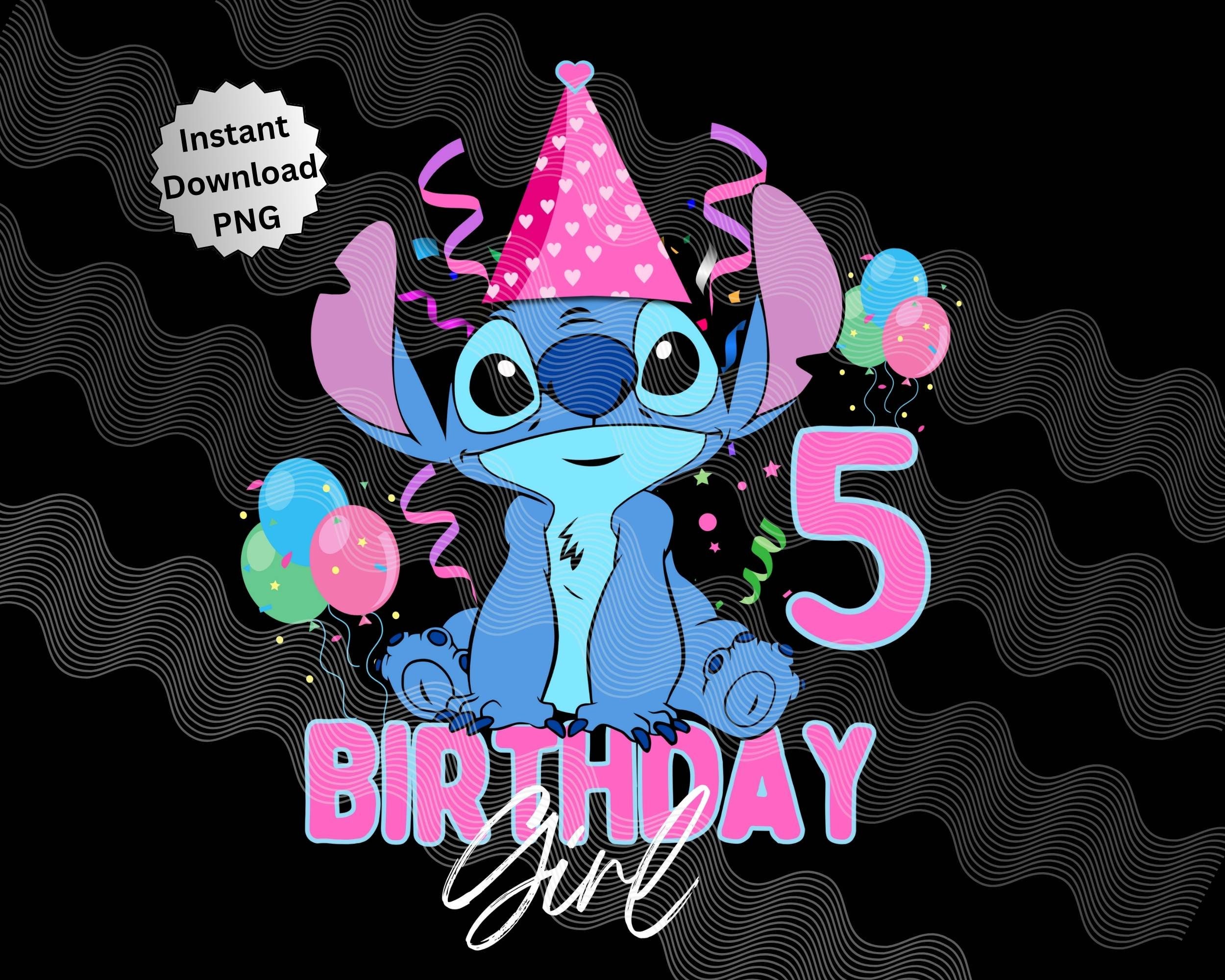 Stitch 5th Birthday PNG, Birthday Girl Stitch Digital Image, Lilo and ...