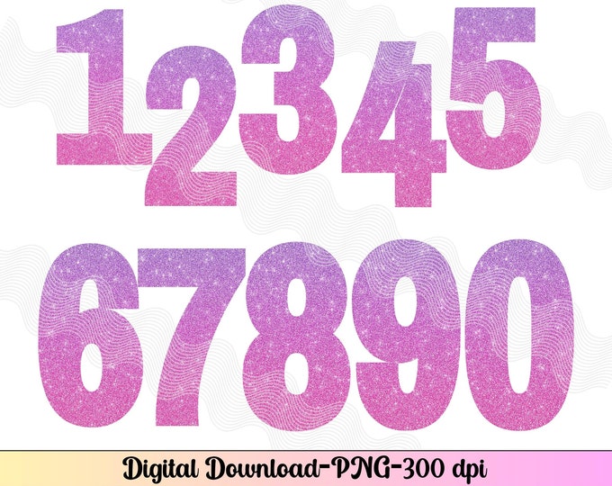 Rainbow Glitter Numbers Clipart - 26 PNG Files *** DIGITAL DOWNLOAD ...