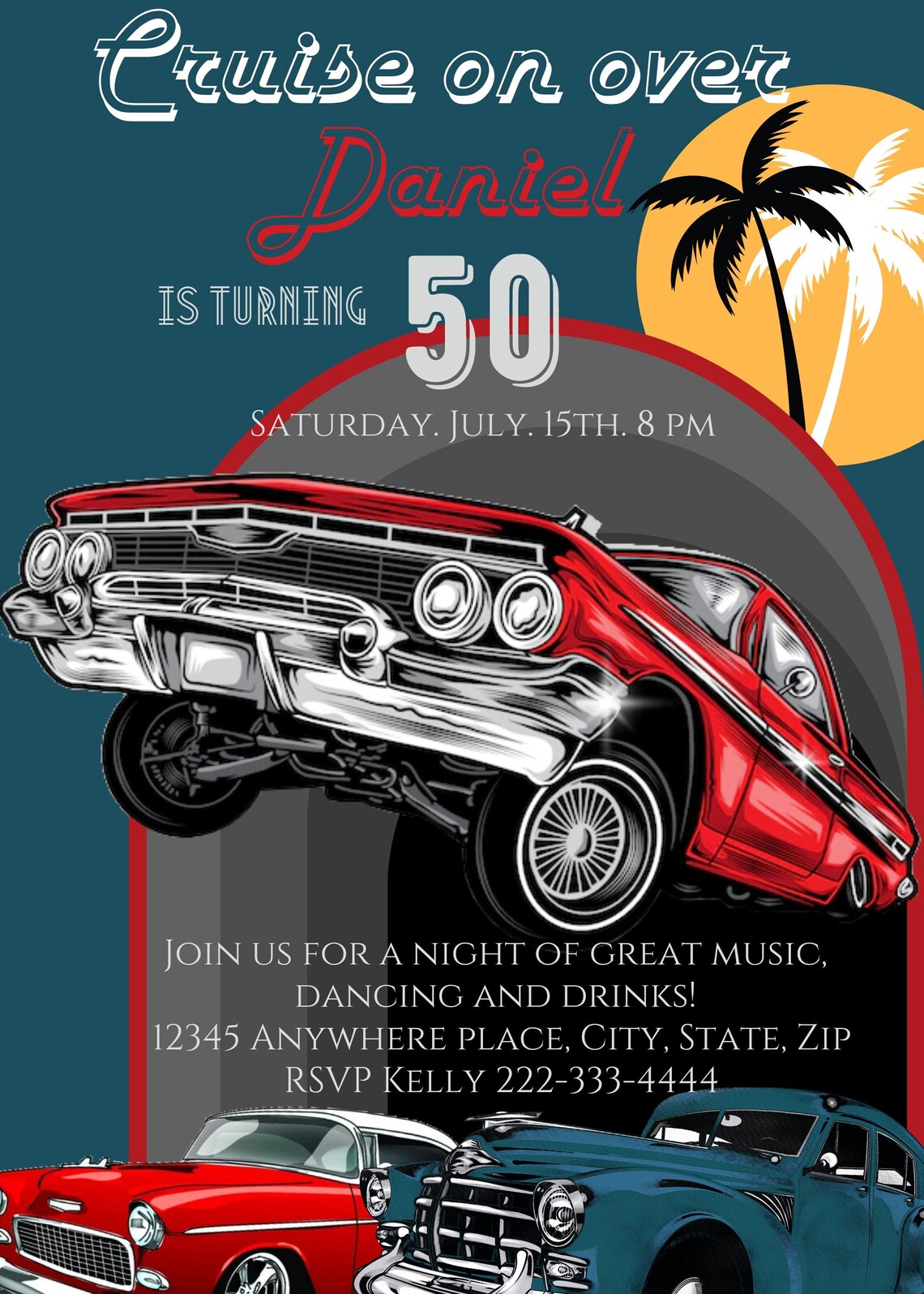 Classic Car Birthday Party Invitation Adult Party Invitation - Etsy