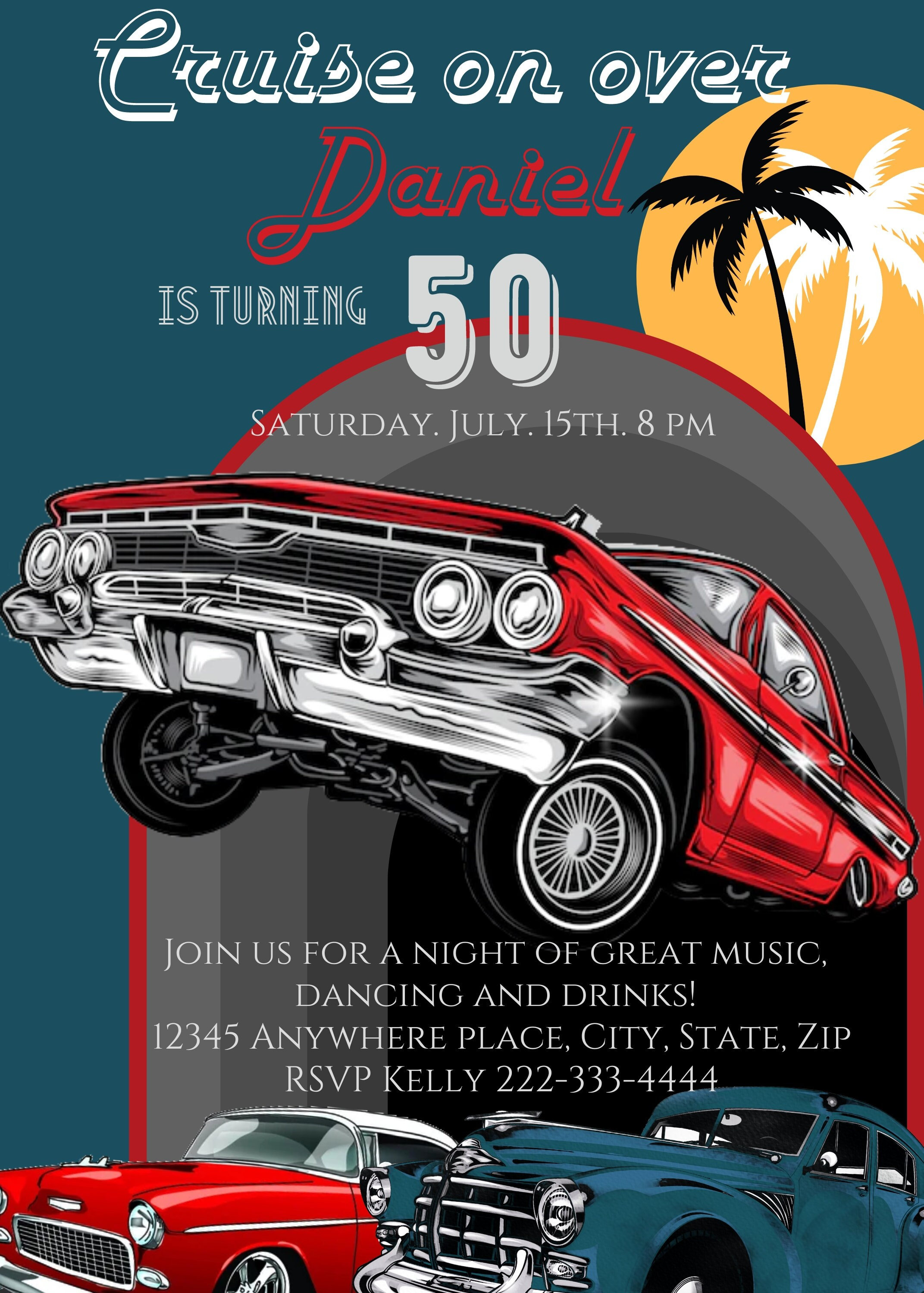 Classic Car Birthday Party Invitation Adult Party Invitation - Etsy