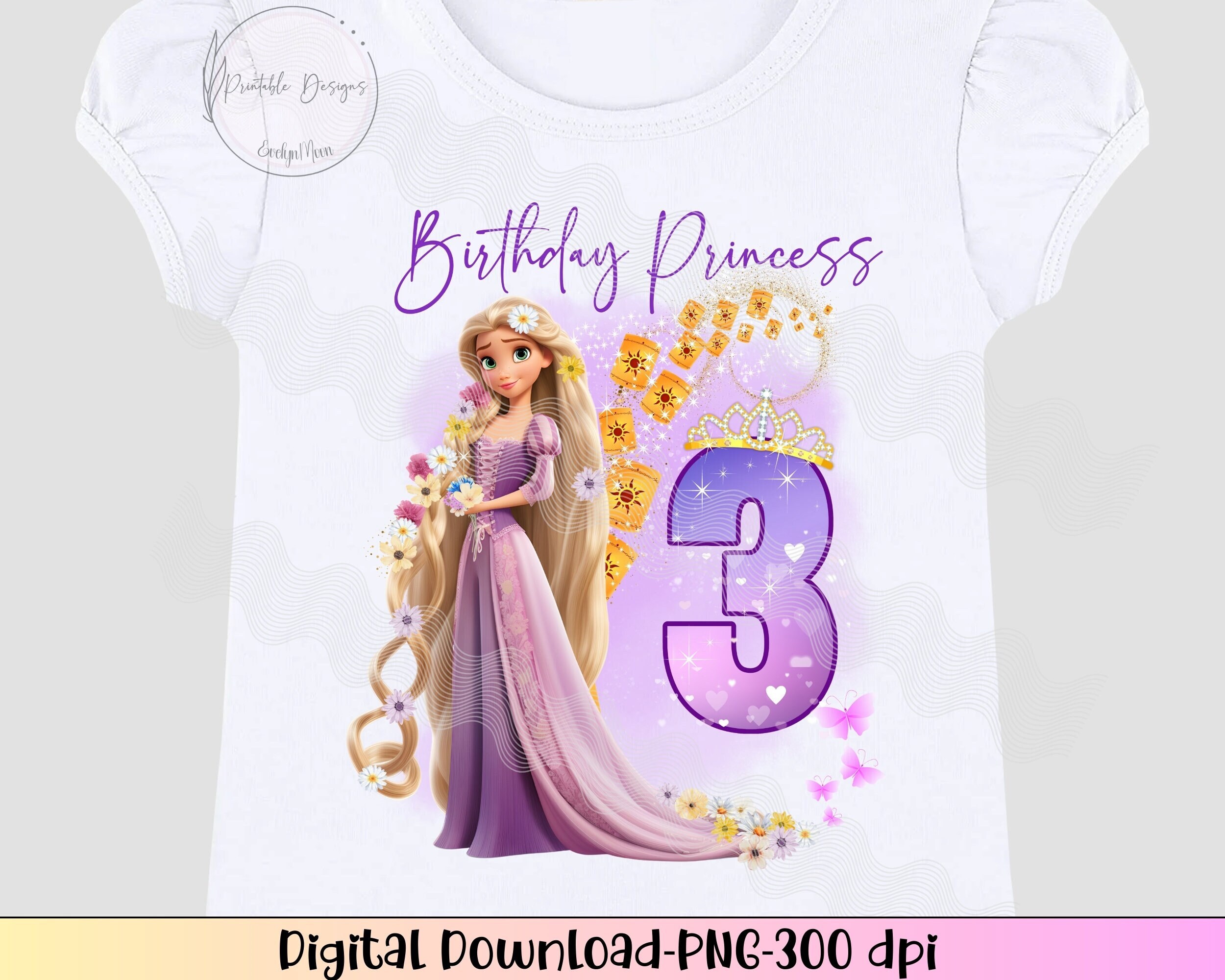3rd Birthday Tangled PNG, 3rd Birthday Princess Iron On, Happy 3rd ...