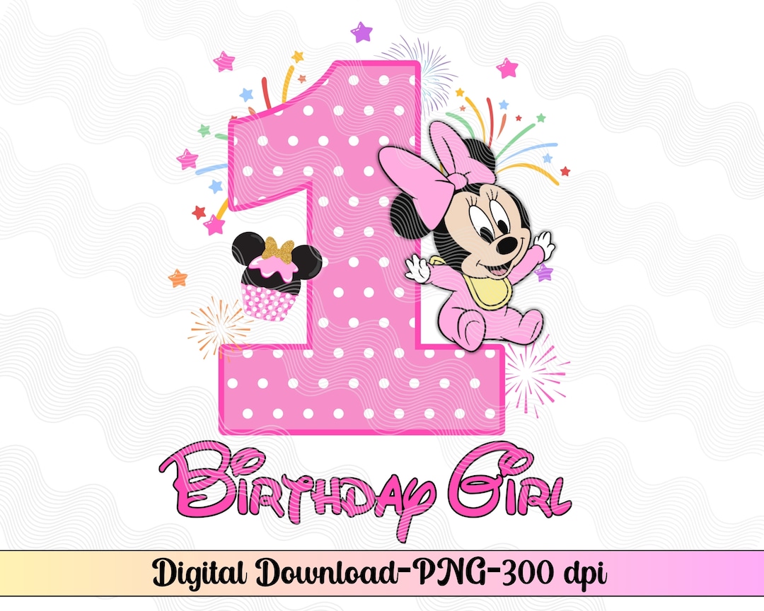 Cute 1st Birthday Baby Minnie, Pink Minnie PNG, 1st Birthday Iron on ...