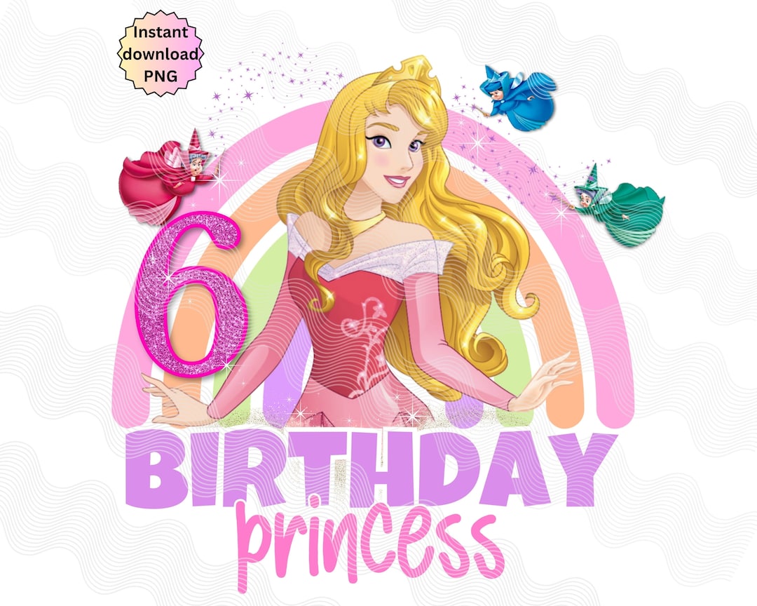 6th Birthday Girl Princess, 6th Birthday Girl Shirt, Princess 7th, PNG ...