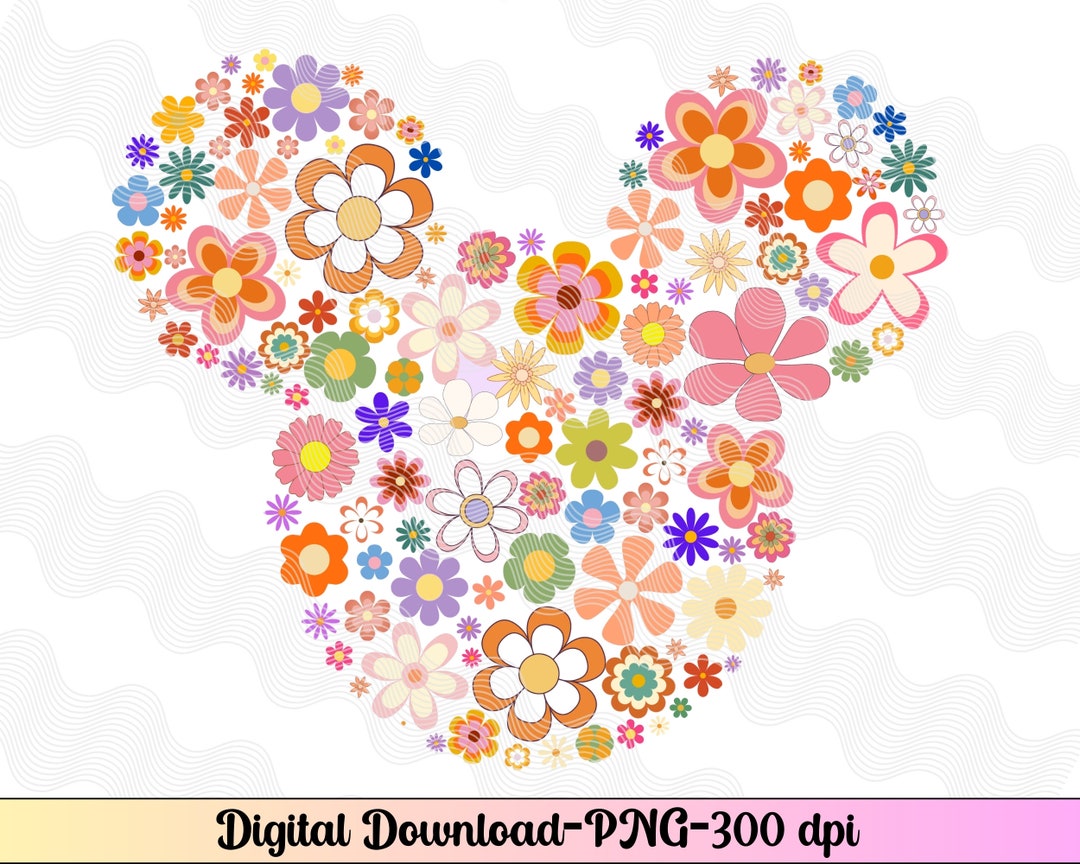 Groovy Minnie PNG, Vintage Style Minnie Mouse Png, Minnie Ears With ...