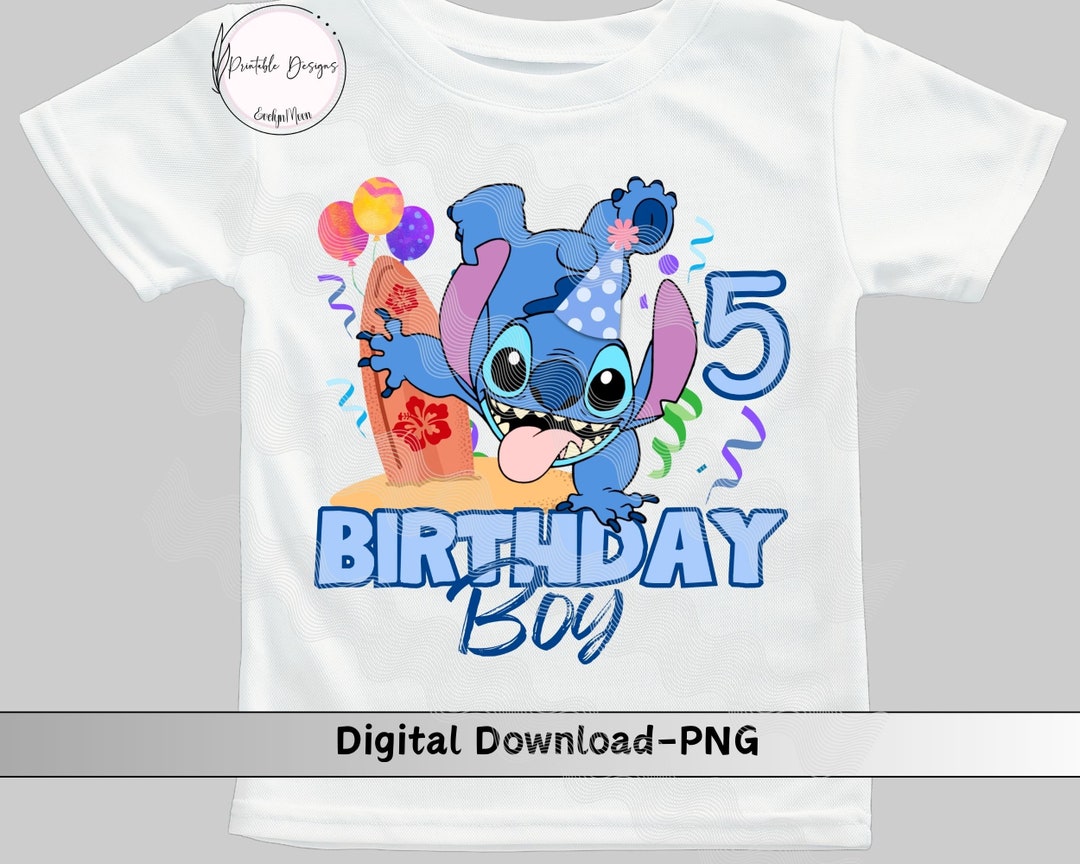 Stitch 5th Birthday PNG, Birthday Boy Stitch Digital Image, Lilo and ...