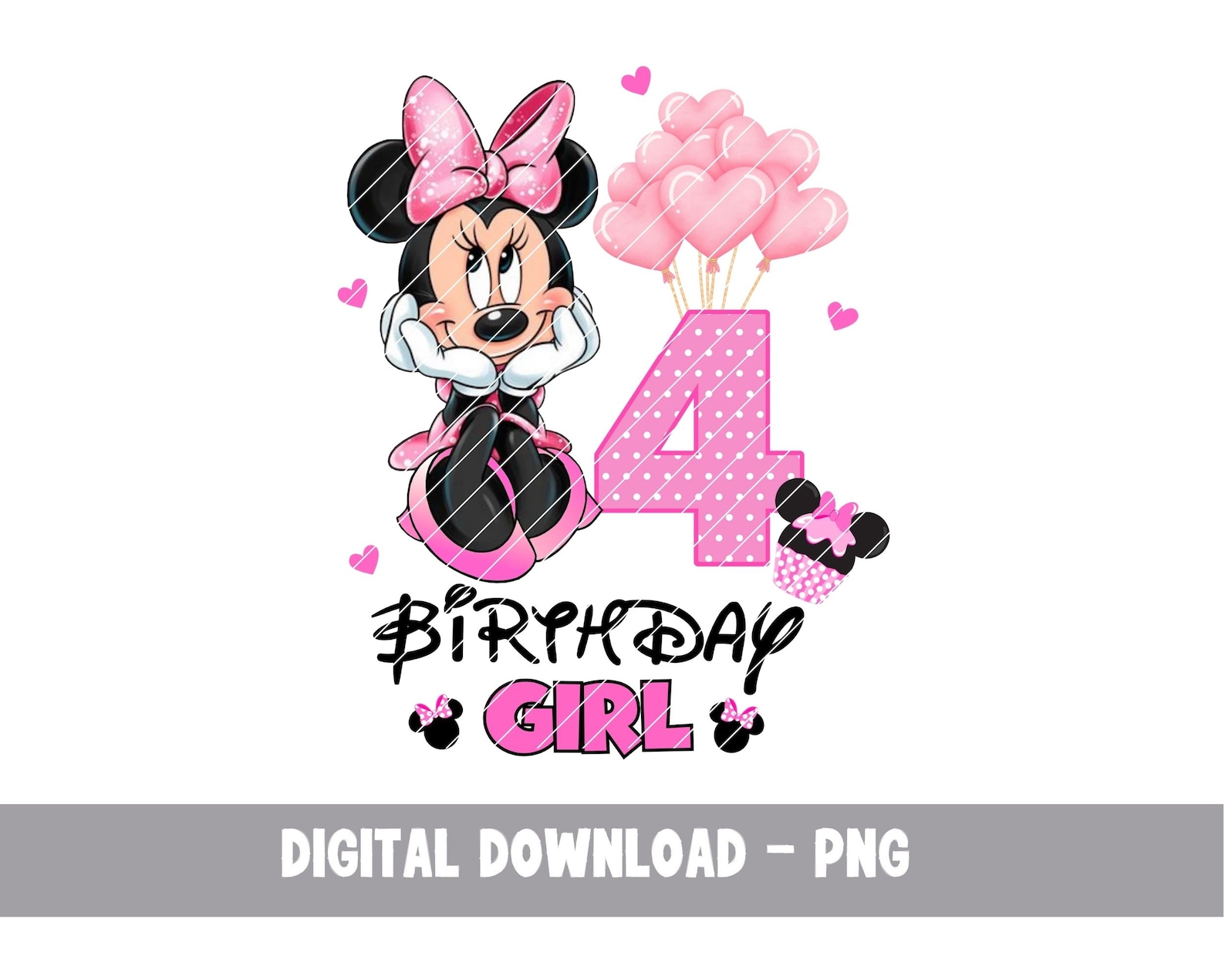4th Birthday Minnie Mouse Png, 4 Birthday PNG, Minnie Birthday PNG ...