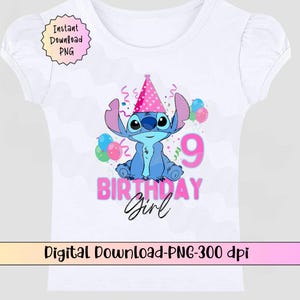 Stitch 9th Birthday PNG, Birthday Girl Stitch Digital Image, Lilo and ...
