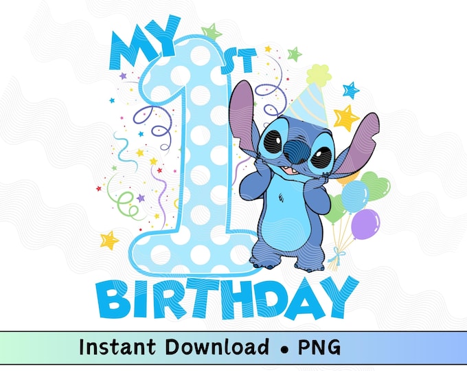 Stitch First Birthday Highchair Banner, First Birthday Garland - Etsy