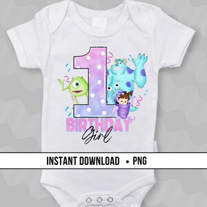 1st Birthday Monsters Inc PNG Boo Birthday Girl Iron on Image for DTF ...