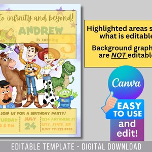 Editable Toy Story Birthday Invitation - Etsy