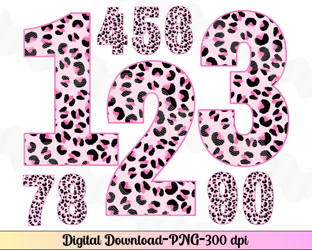 Cheetah Print Numbers, Numbers for Sublimation, Birthday Numbers ...