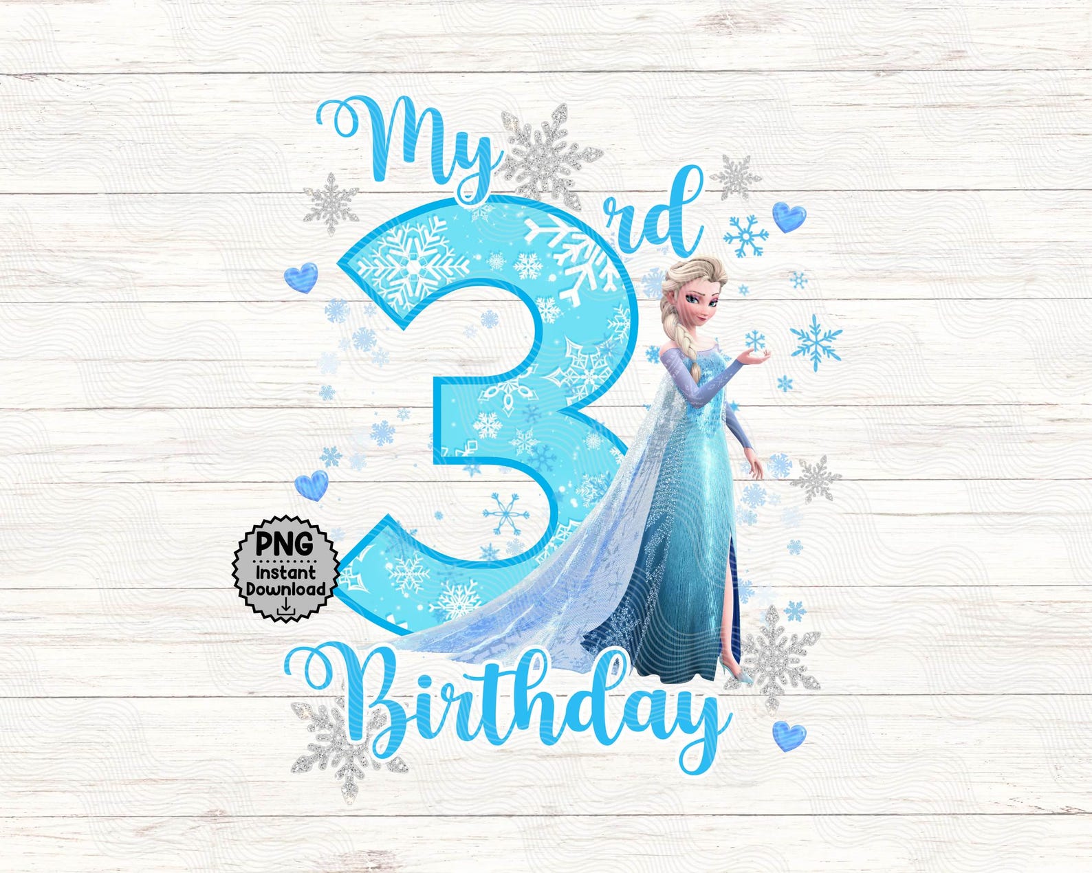 Elsa 3rd Birthday PNG Frozen, Elsa Birthday Girl, Iron on Image for DTF ...