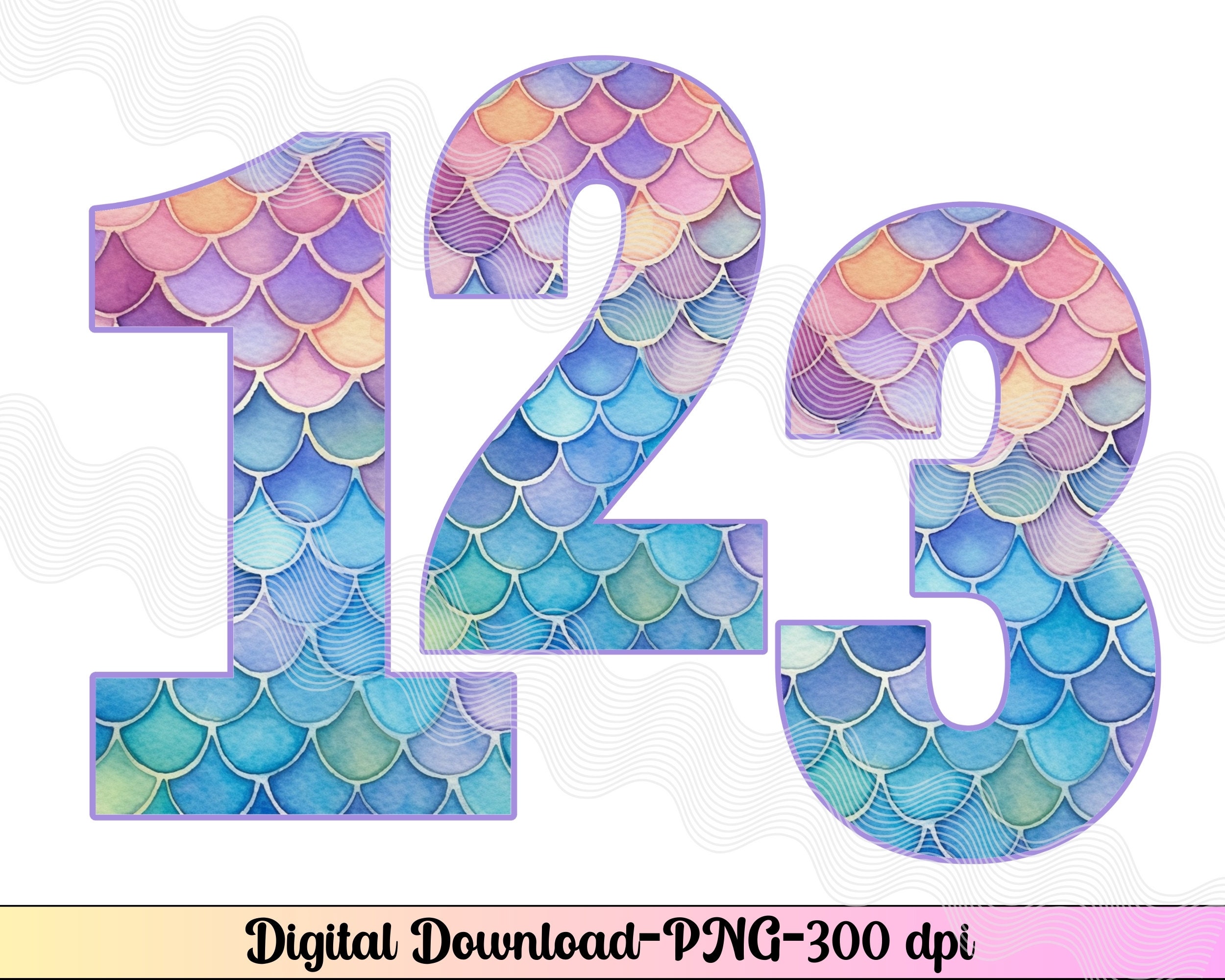 Mermaid Numbers Png, Numbers for Sublimation, Birthday Numbers PNG ...