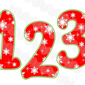Christmas Theme PNG Numbers for Sublimation Snowflake Birthday Numbers ...