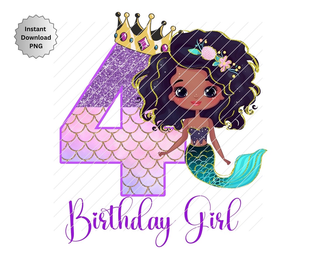 4th Birthday Mermaid Png for Iron on Sublimation Heat Transfers ...