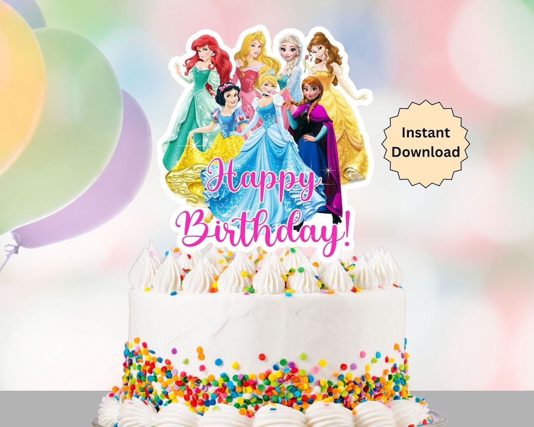 Princess Cake Topper, All Princesses Cake Topper for Birthday, Ariel ...