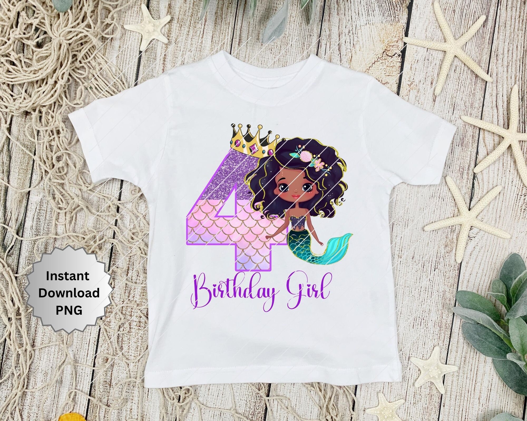 4th Birthday Mermaid Png for Iron on Sublimation Heat Transfers ...