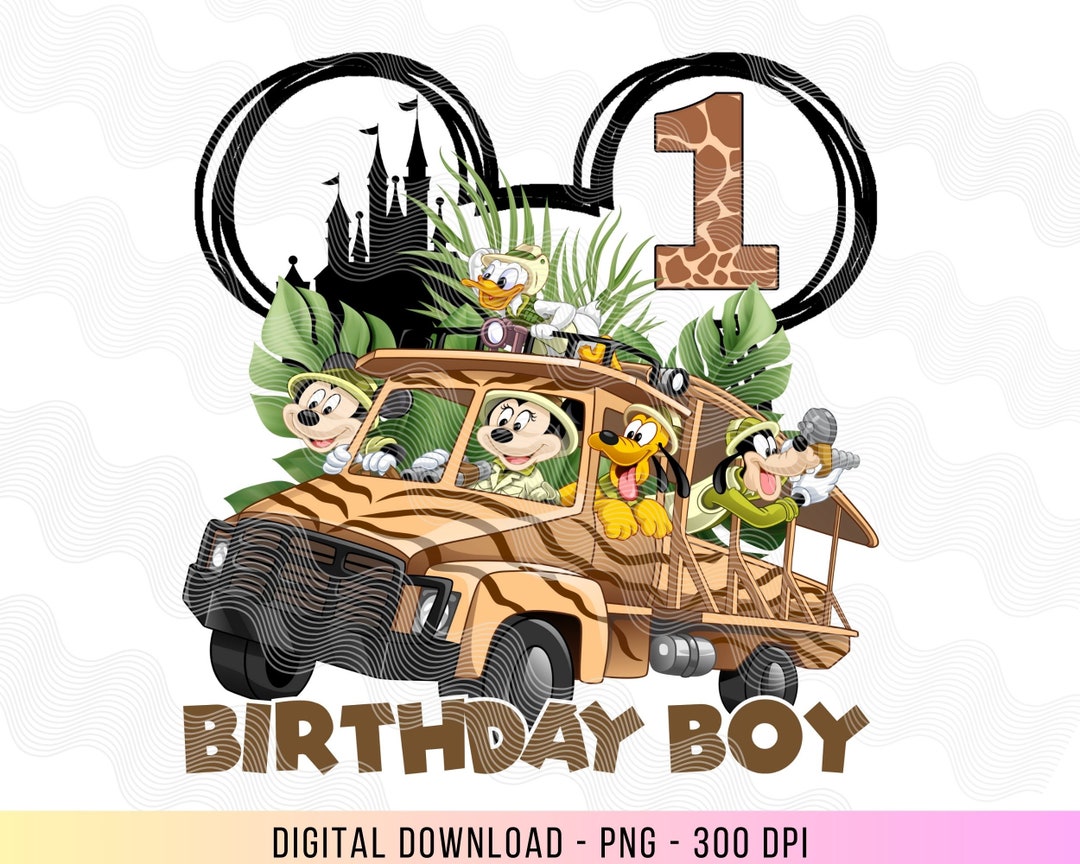Mickey and Donald 1st Birthday Png, Birthday Boy Safari 1st Birthday ...