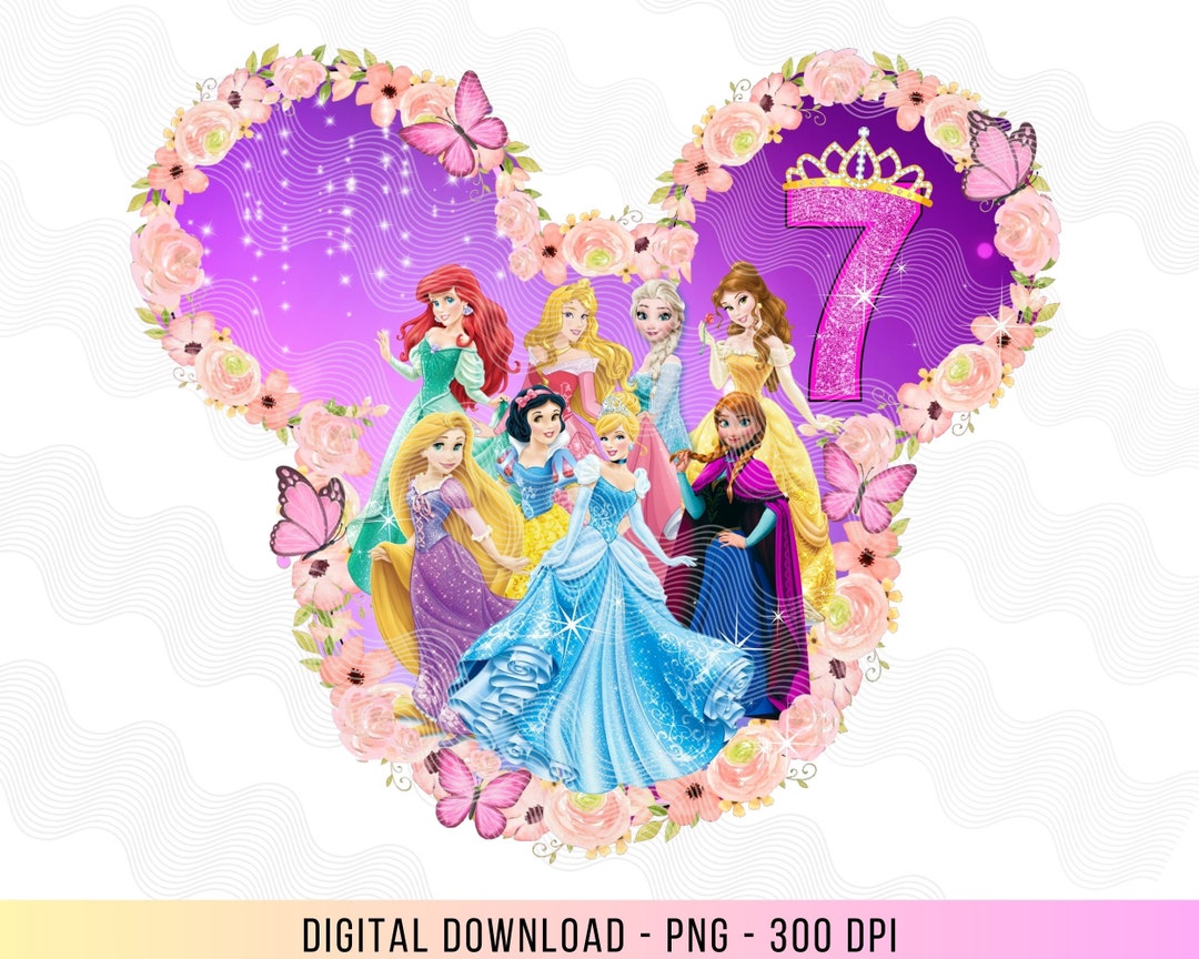 7th Princess Birthday PNG, Mouse Ears Png, Mouse Head Png, Mouse ...