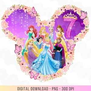 7th Princess Birthday PNG, Mouse Ears Png, Mouse Head Png, Mouse ...