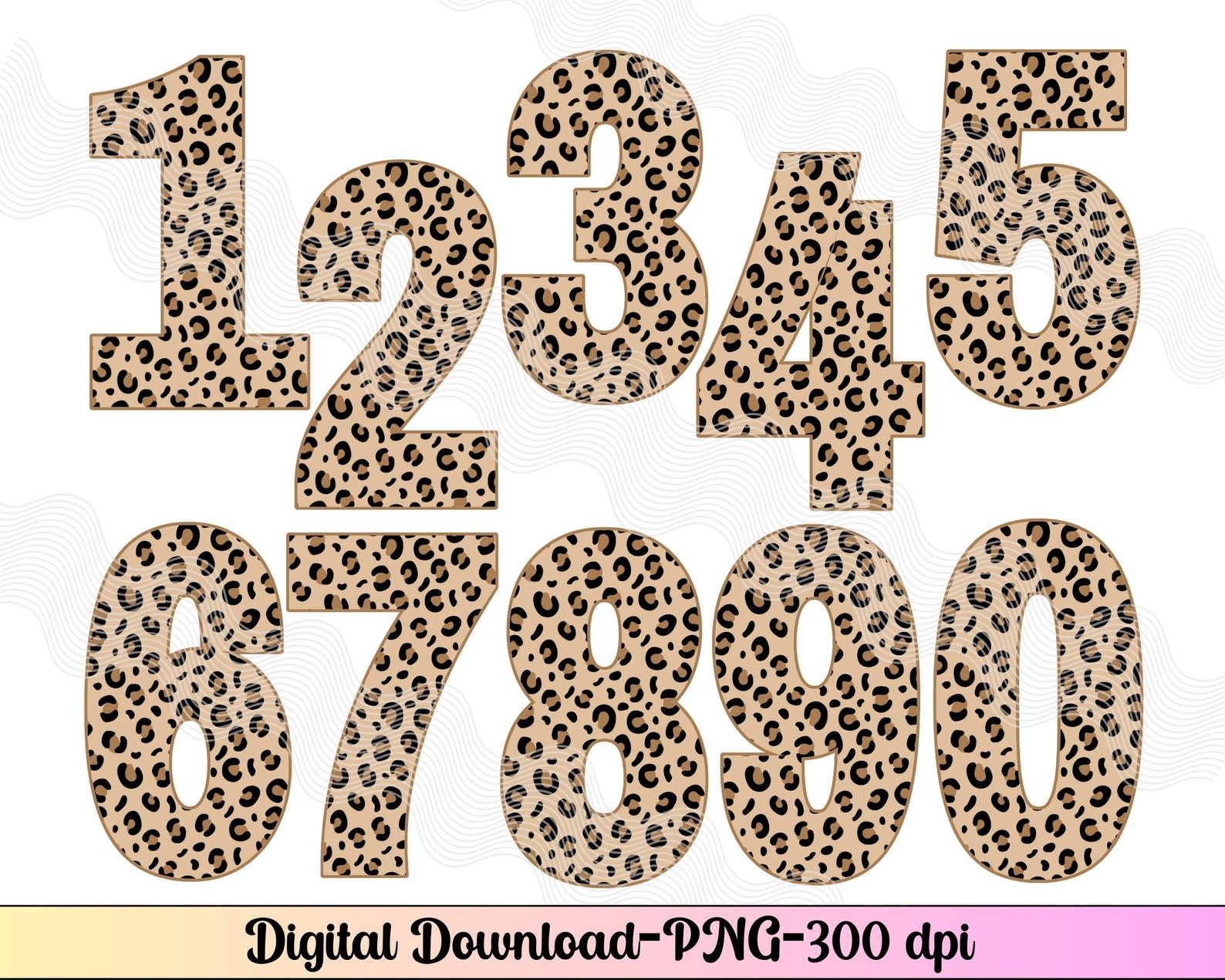 Cheetah Print Numbers, Numbers for Sublimation, Birthday Numbers ...