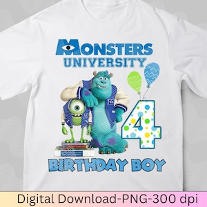 Monsters Inc 4th Birthday Shirt PNG, Monster's University 4th Birthday ...
