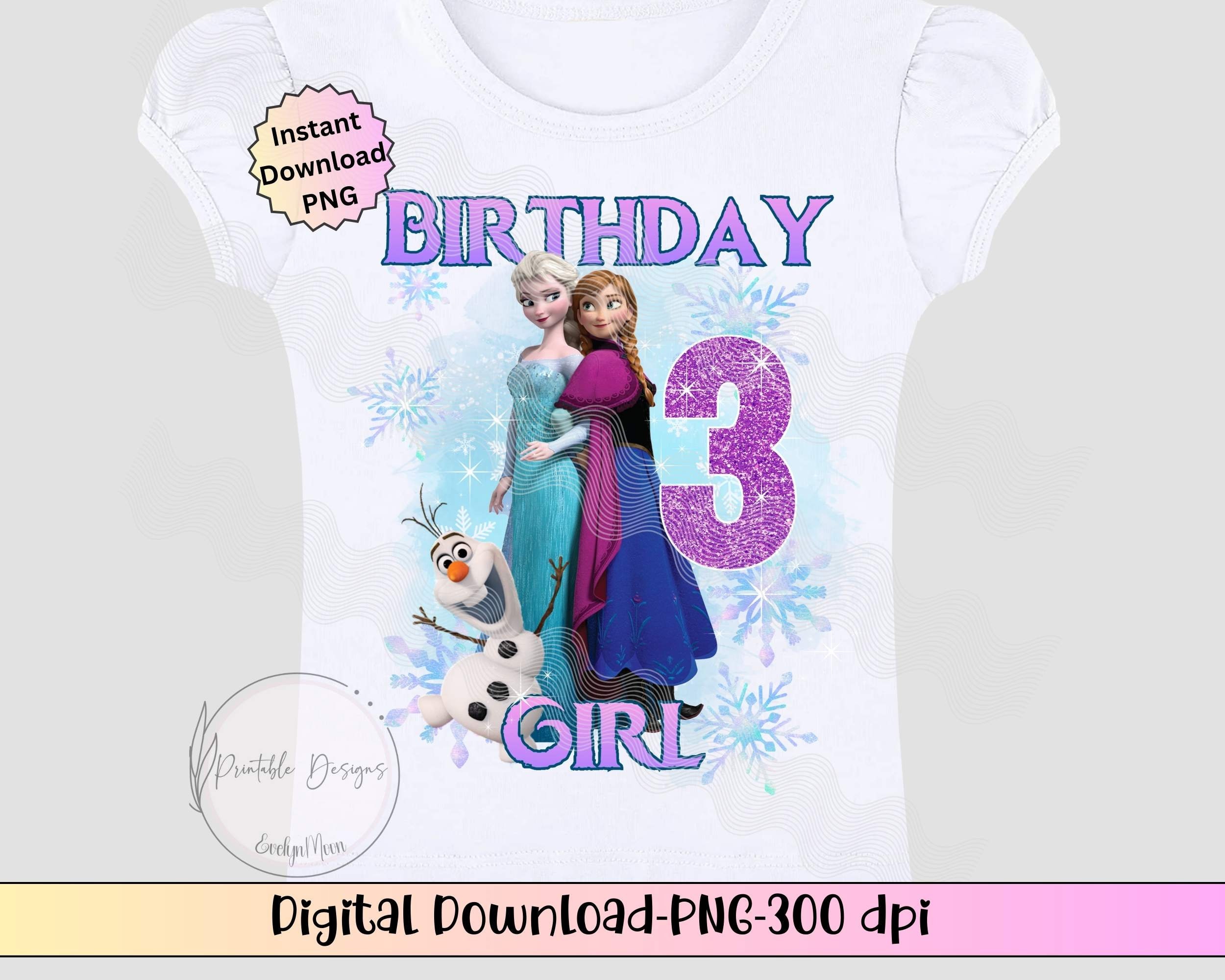 3rd Birthday Frozen PNG, Ana and Elsa Birthday Digital Image, 3rd ...