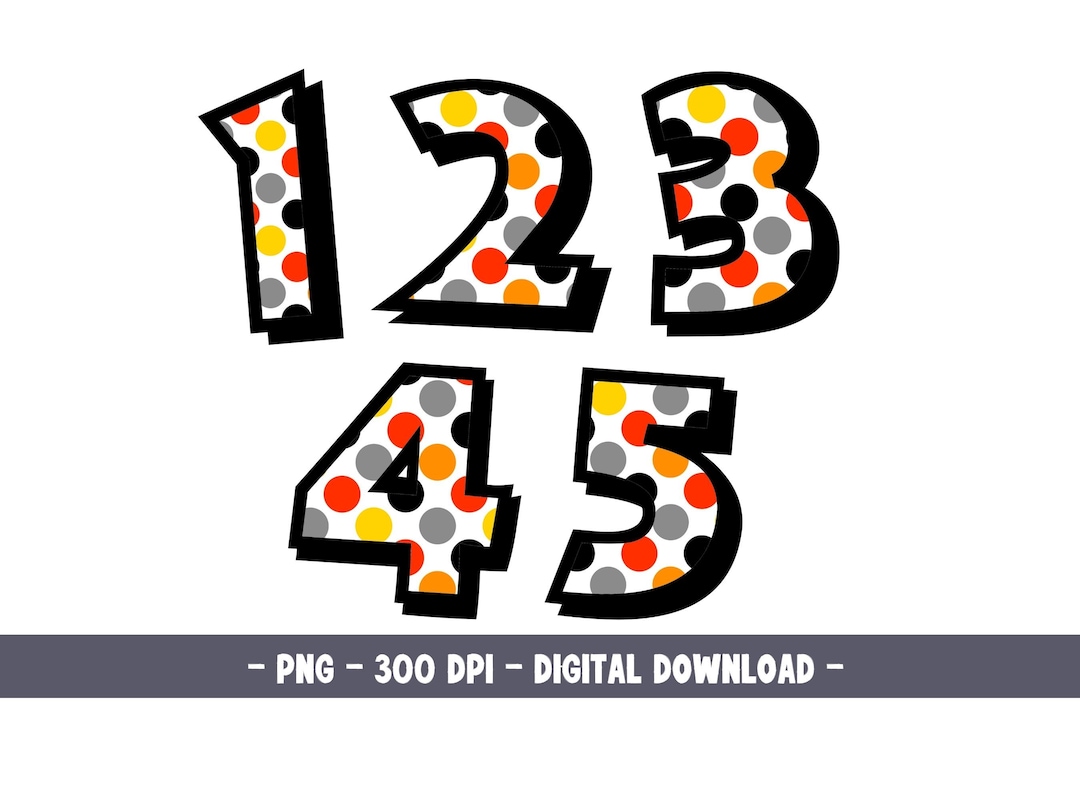 Polka Dot Numbers 1-5 PNG, Number Clip Art, Instant Download Birthday ...