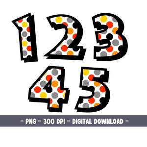 Polka Dot Numbers 1-5 PNG, Number Clip Art, Instant Download Birthday ...