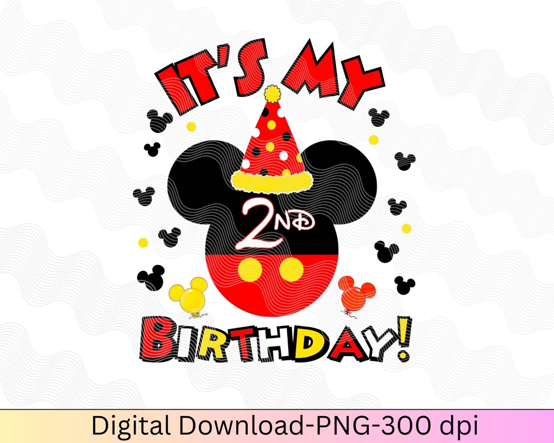 It's My 2nd Birthday Mickey Iron On, 2nd Birthday PNG, Birthday Boy ...