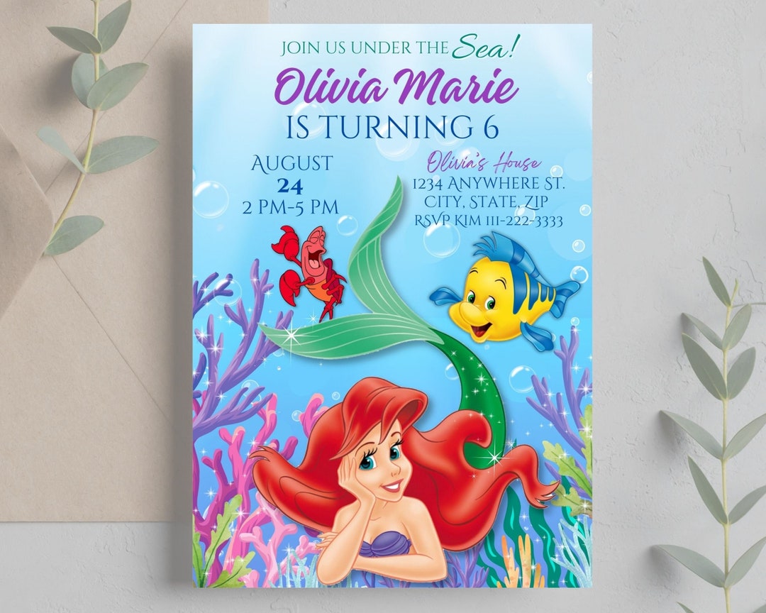 Little Mermaid Birthday Invitation, Ariel Birthday Invite, Editable ...