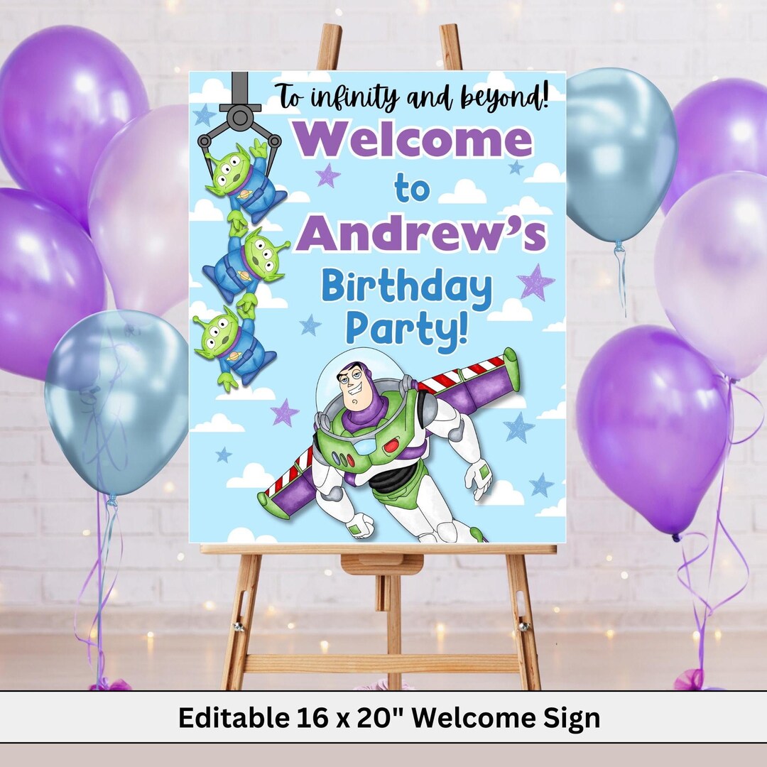 Buzz Lightyear Birthday Welcome Sign to Infinity and Beyond Party ...